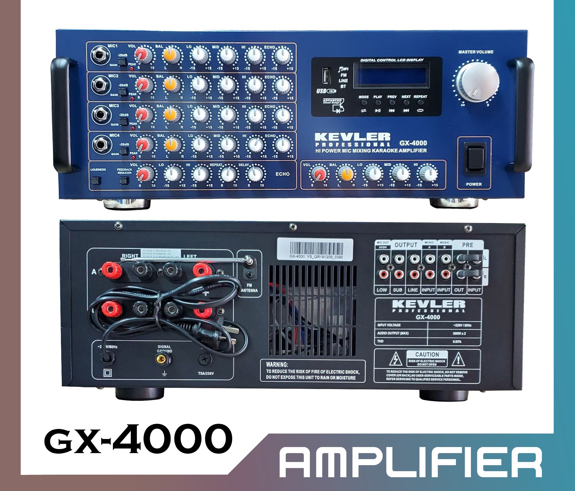 evler GX-4000 900W X 2 Mic Mixing Karaoke Amplifier gx4000 power ...