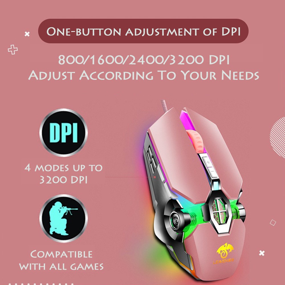 Leaven S30 RGB Wired Gaming Mouse,3200 DPI RGB Spectrum Backlit ...