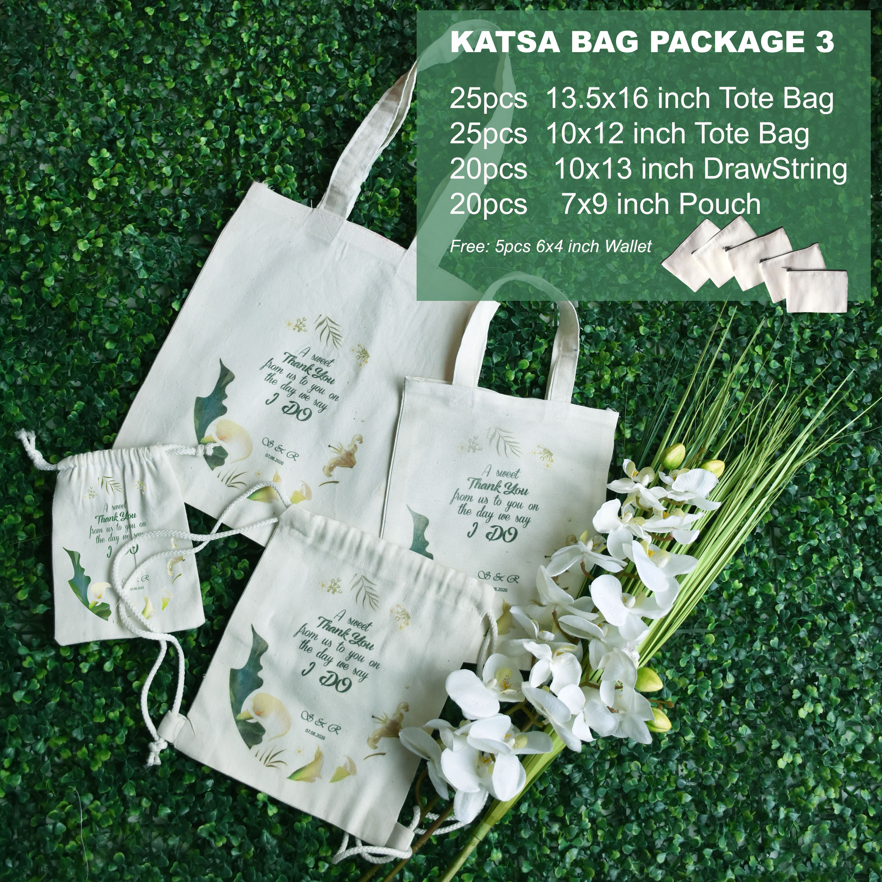 KATSA BAG PACKAGE 3 | CANVAS TOTE BAG | POUCH BAG | DRAWSTRING | WALLET ...