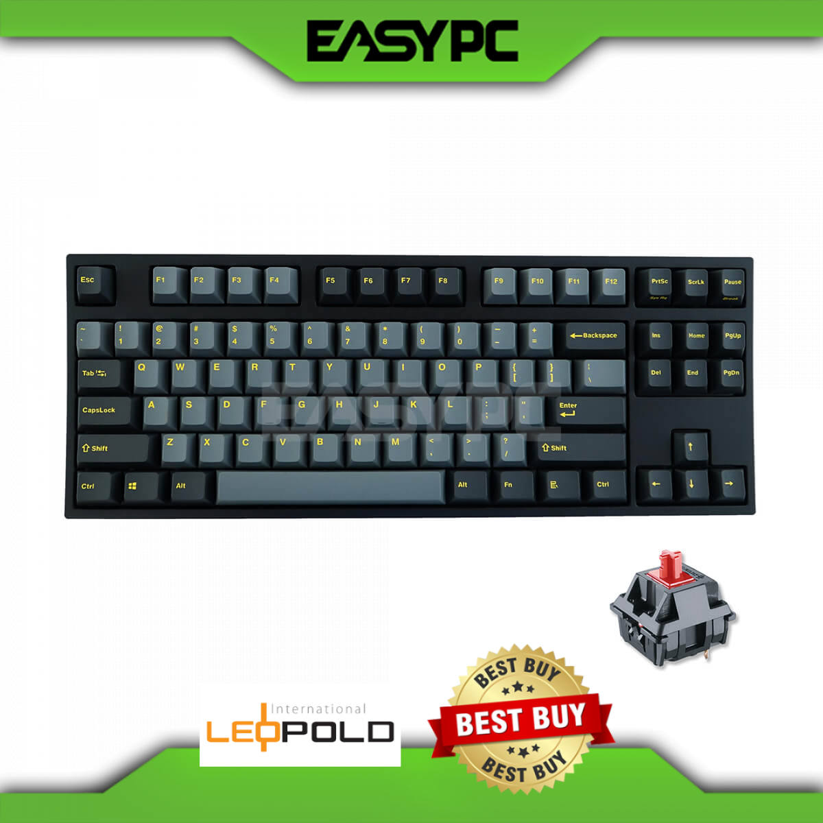 Leopold FC750R PD Ash Yellow - Cherry Silent Red, PBT Double Shot ...