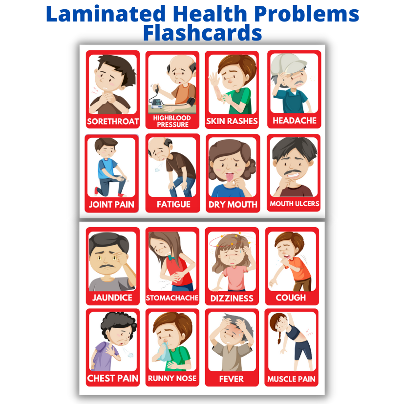 Health Problems Laminated Flashcards for Kids and Learners | Lazada PH
