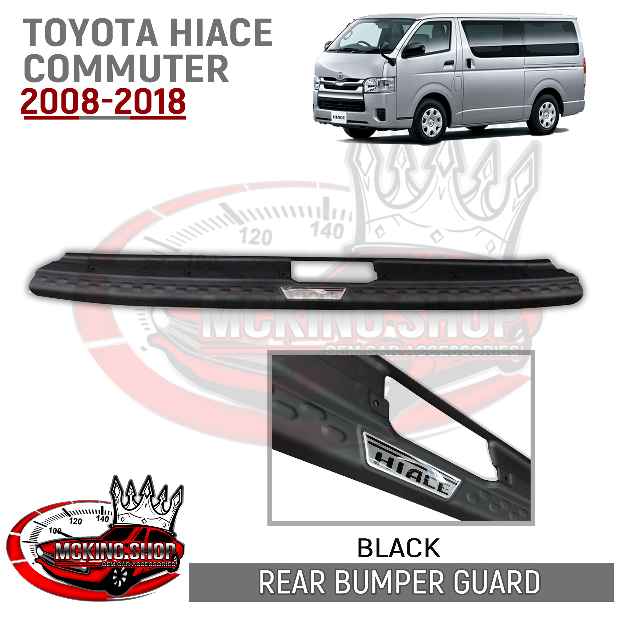 Toyota Hiace Commuter 2008-2018 Rear Bumper Guard/Rear Stepsill (Black ...