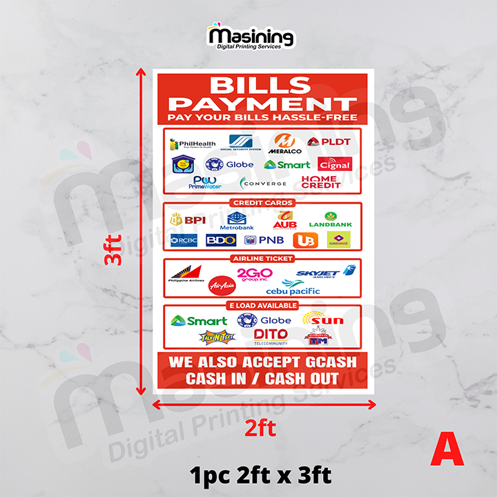 Paybills Business Tarpaulin 3ft x 2ft / 1.5ft x 2ft | Lazada PH