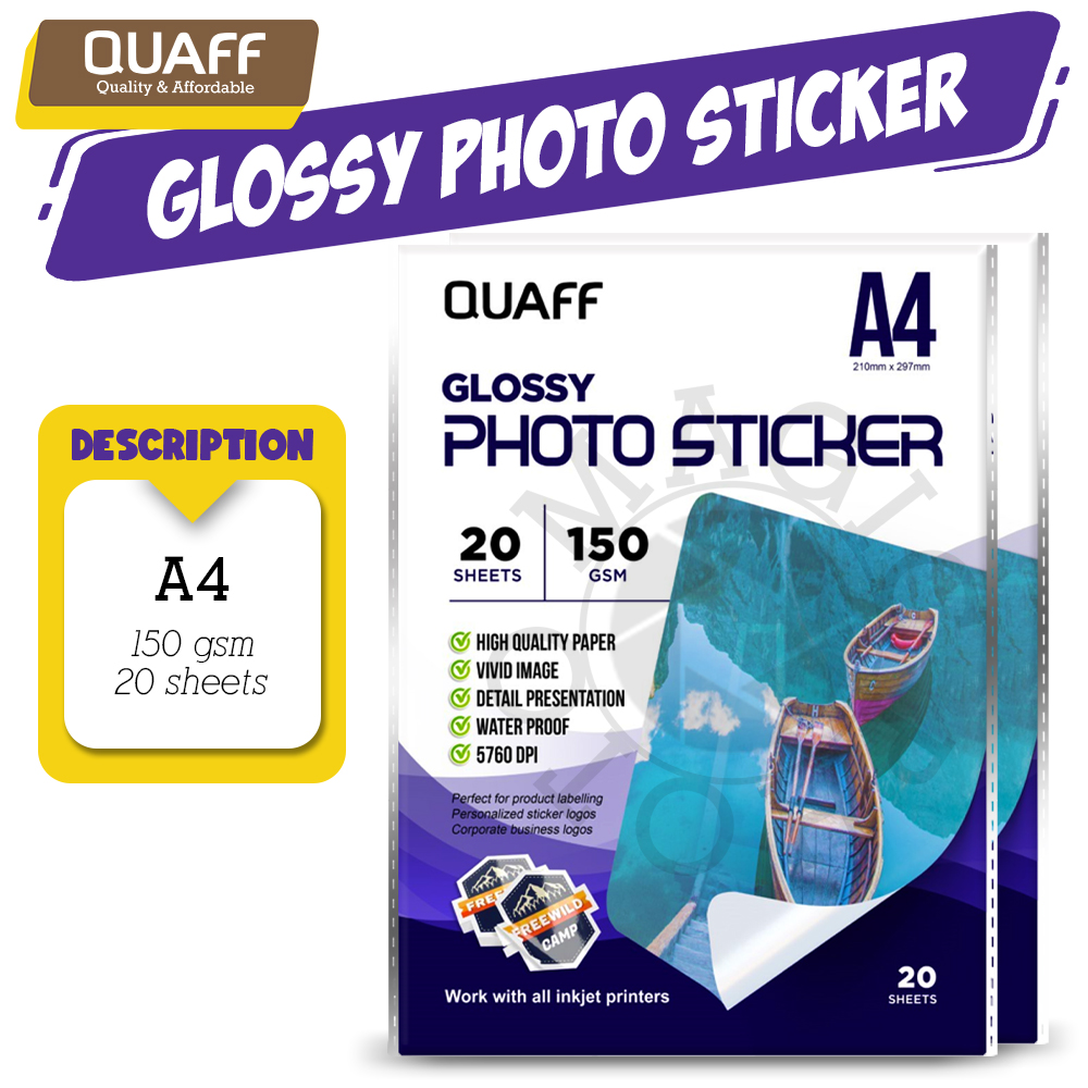 Magic photo Quaff 150gsm Glossy Photo Sticker Paper A4 Size for Label ...