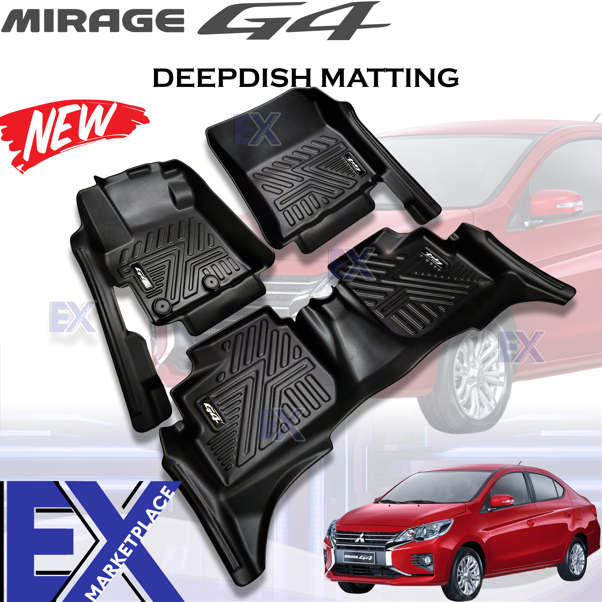 Mitsubishi Mirage G4 2016-2023 Deepdish Matting with emblem logo OEM 5D ...