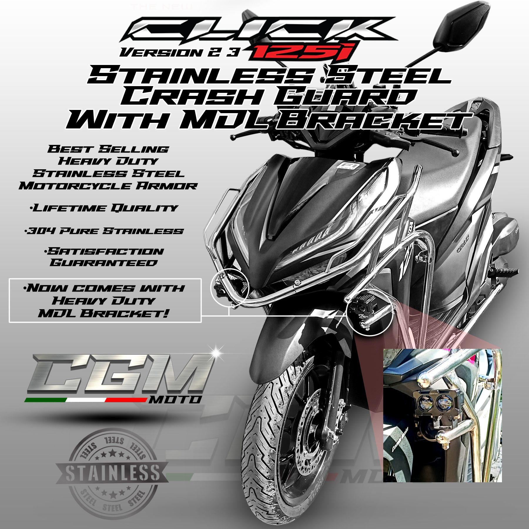 ⭐️ Full Armor Crash Guard with MDL Bracket Pure Stainless Steel for ...