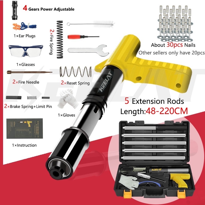 KEELAT Chipping Nail Gun Rivet Tool Concrete Tufting Gun Tacker ...