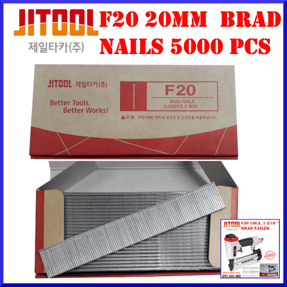 5000pcs Jitool F20 Brad Nail 20mm for Pneumatic Nailer | Lazada PH