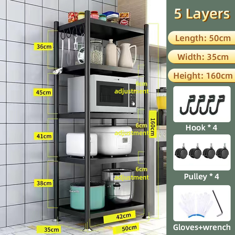 3/4/5 Layers Steel Rack Shelves Metal Multi-Purpose Kitchen Shelf Rack ...