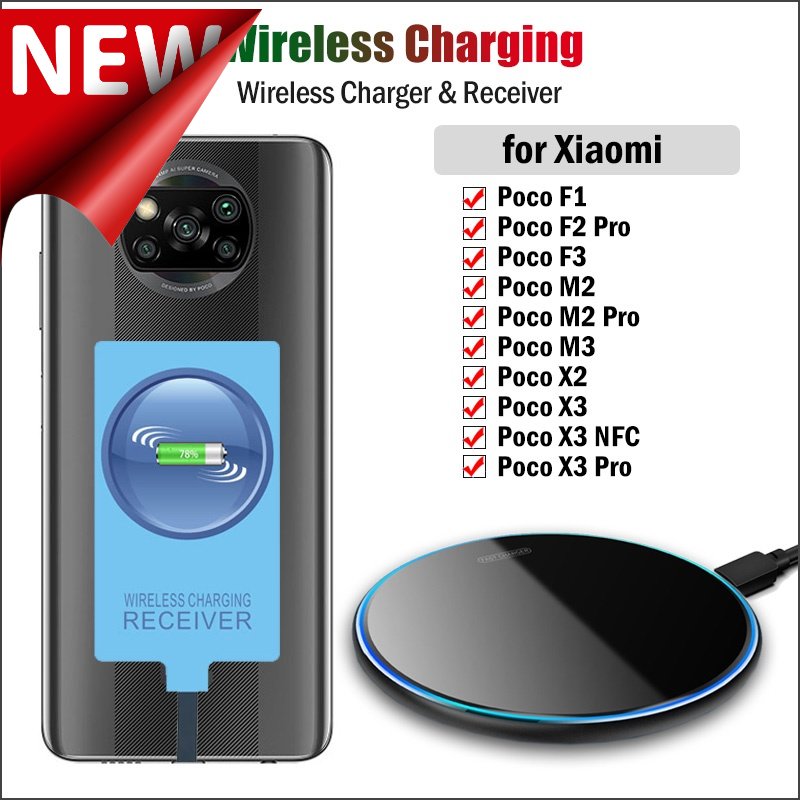 Qi Wireless Charger & Receiver for Xiaomi Poco F1 F3 F2 Pro M2 M3 X2 X3 ...