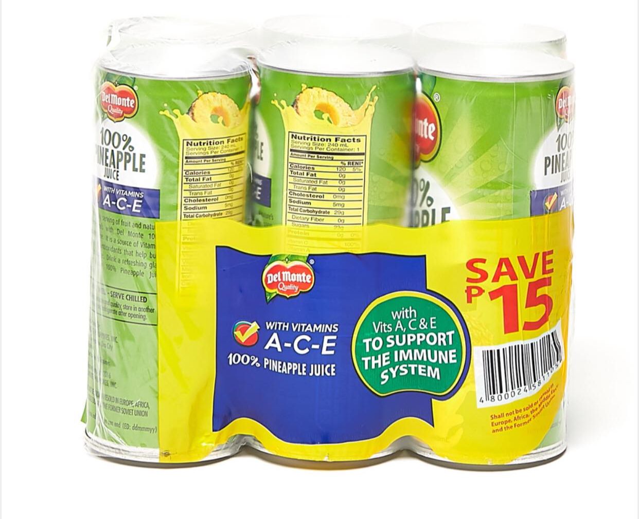 Del Monte 100% Pineapple Juice with ACE 6 x 240mL | Lazada PH