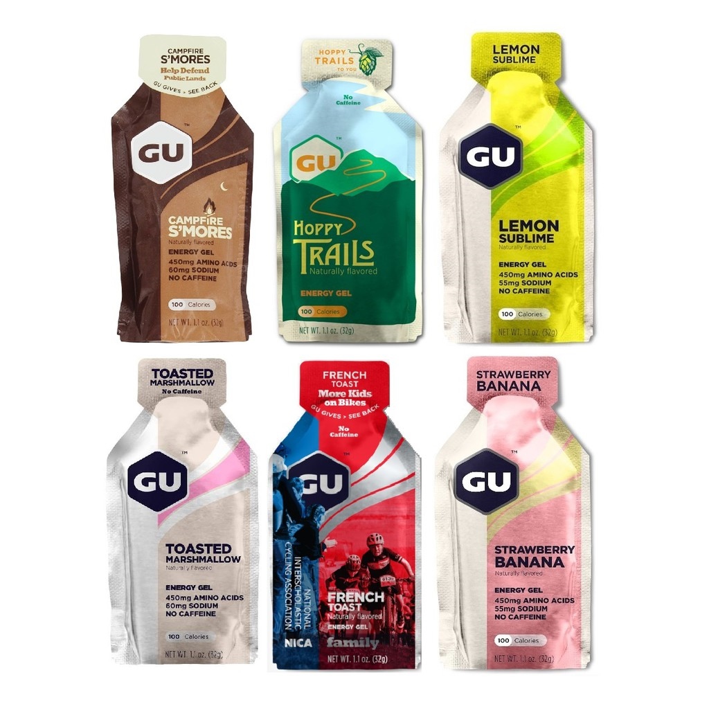 ♀ Nutrition library GU Energy Gel 6-Pack (Variety/Caffeine-Free/Fruity ...