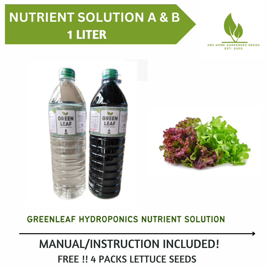 Hydroponics Nutrient Solution (GREENLEAF) 500ml/1LITER A and B- 4packs ...