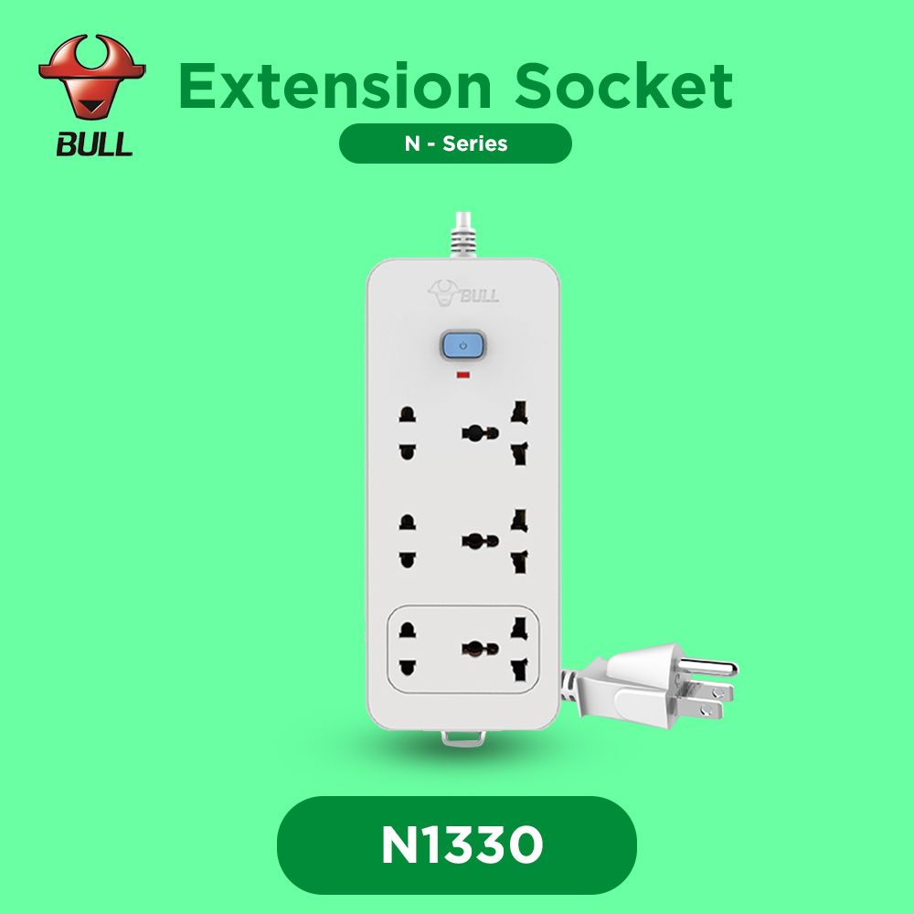 Bull Extension Socket N Series N1330 150cm Cable 6 Outlets 2500w 10A ...