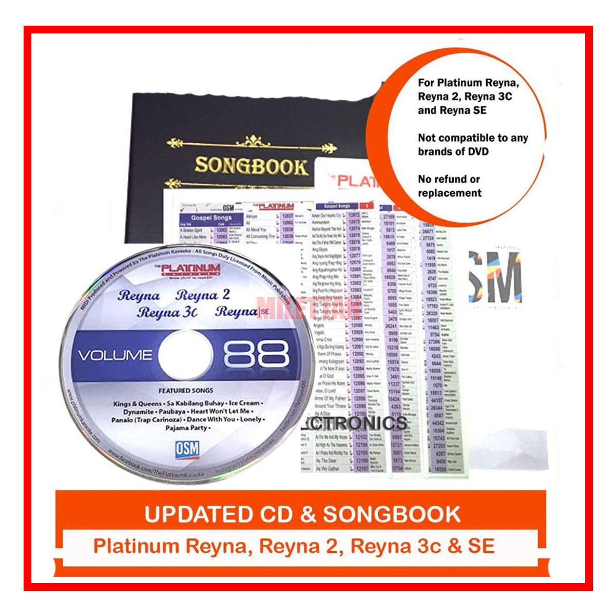 Platinum Reyna 1 , 2, 3C, & Reyna SE Complete Songbook with Songlist & Updated CD(Original) VOL ...