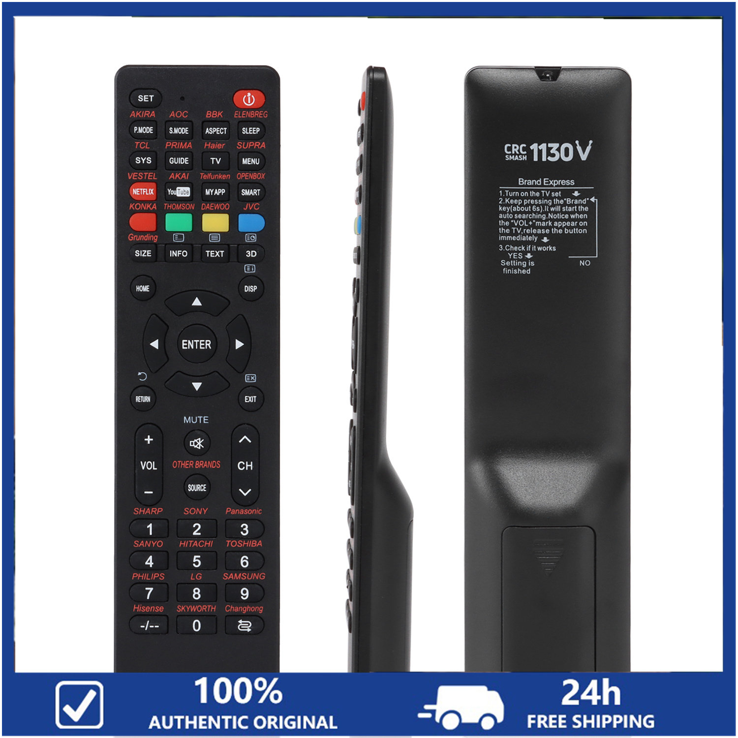 Universal TV Remote Control Replacement for Sharp Sony Panasonic Sanyo Hitachi Toshiba Bbk Supra ...