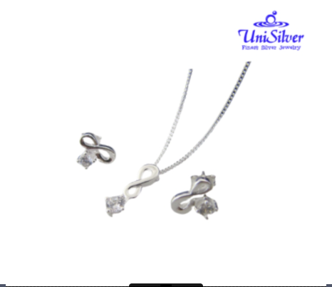 Unisilver Set of 925 Sterling Necklace with Pendant and Earrings (SET87 ...