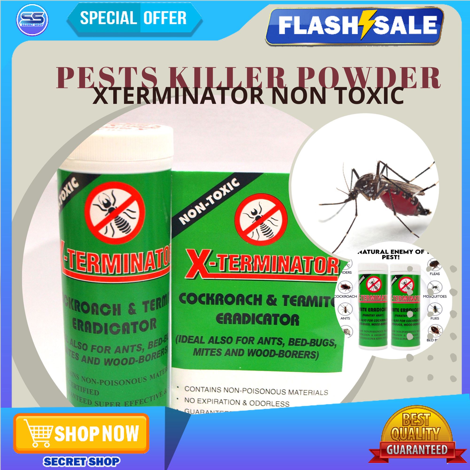 ORIGINAL XTERMINATOR NON TOXIC PESTS KILLER POWDER COCKROACH TERMITES ...