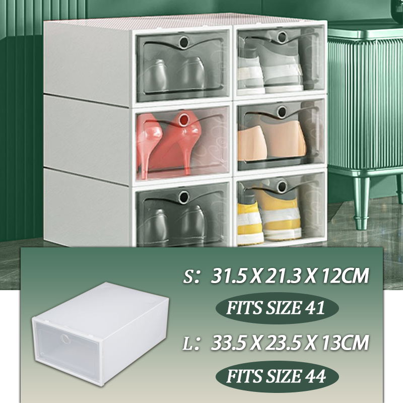 Big Size Hard Plastic Shoe Box Storage Organizer Case Transparent ...