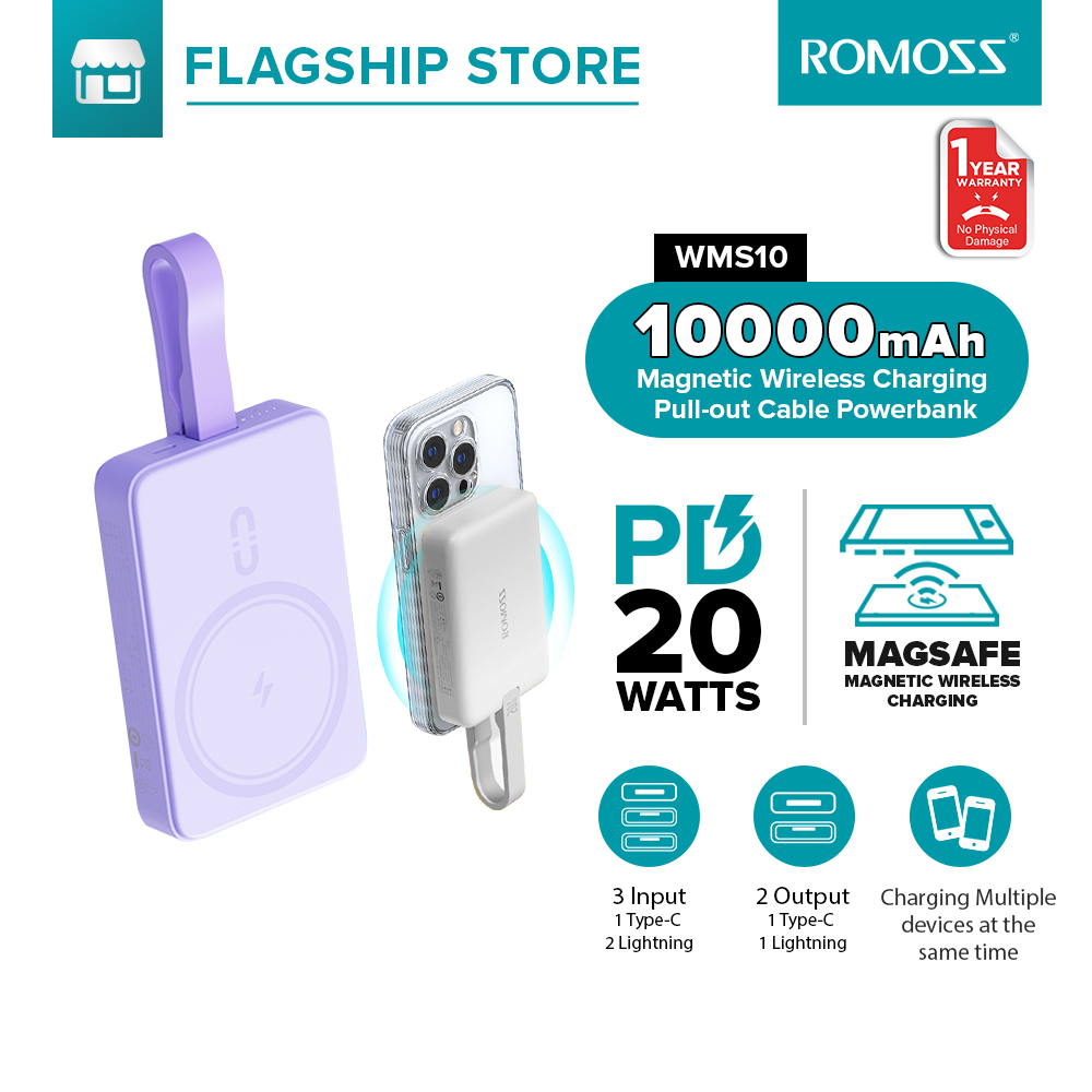 Romoss WMS10 Magsafe Powerbank 10000mAh PD20W Wireless Charging Fast ...