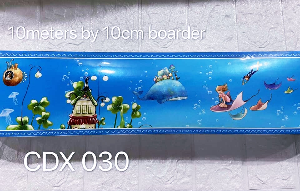 3D cartoons Bathroom glossy BorderLine Wallpaper Waist Line Wall ...