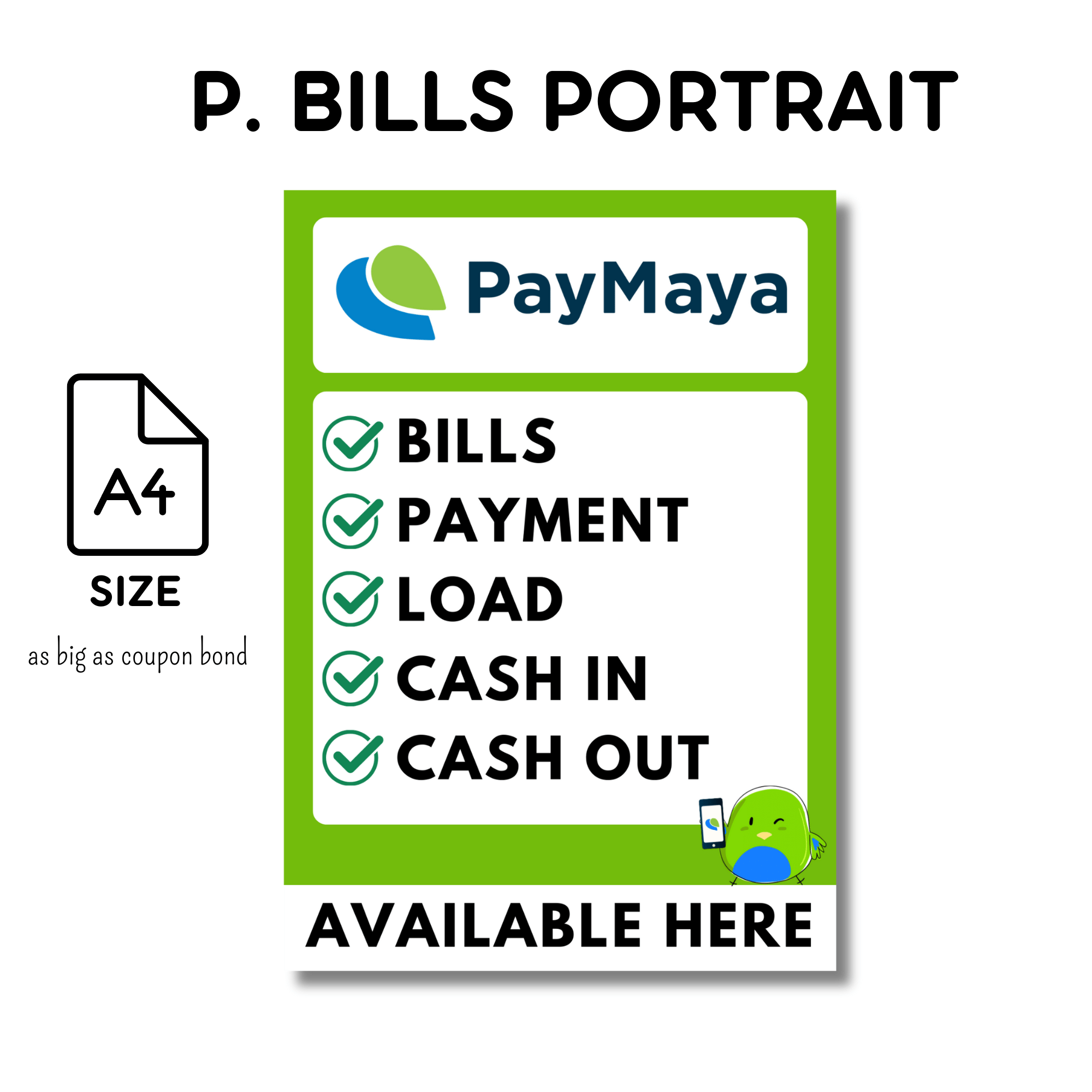 Laminated Signages for Gcash Maya Cash in Cash out for notice A4 size ...