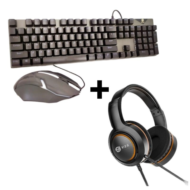 V2S KM300 Keyboard and Mouse Set LED Rainbow RGB Backlight Office Wired ...