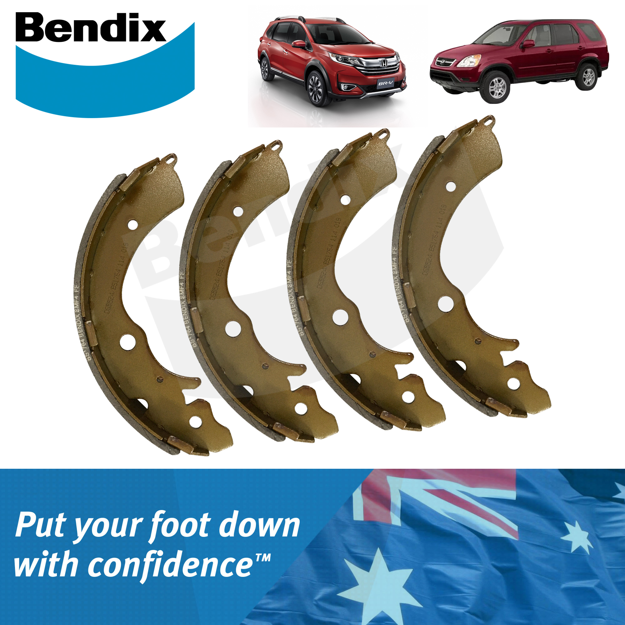 Bendix Brake Shoe DS5524/BS1764 Set for Honda CR-V 1997-2002, BR-V 2017 ...