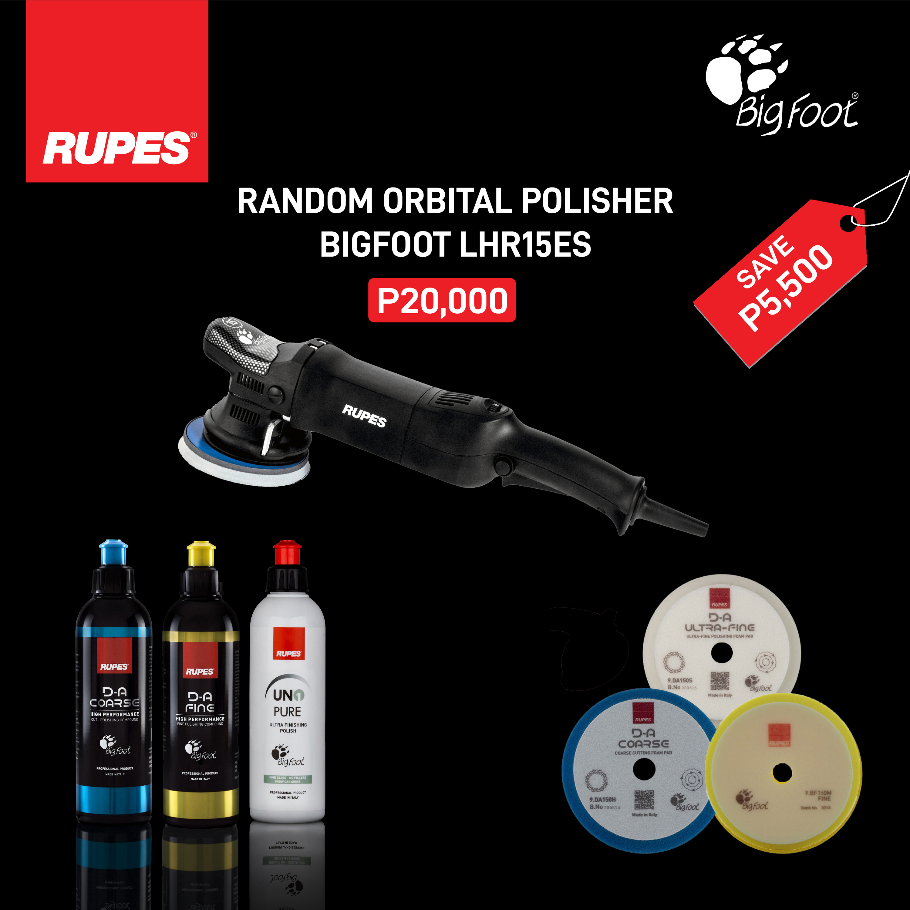 RUPES BIGFOOT LHR15ES Dual Action Polisher 220V 60Hz | Lazada PH