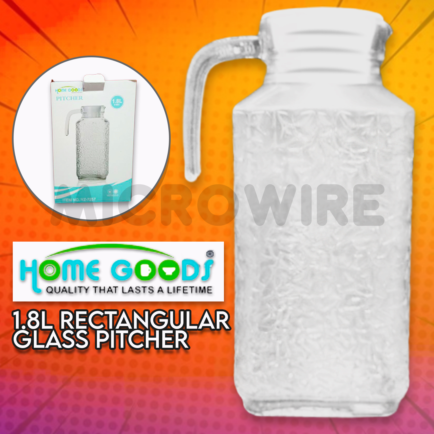 Home Goods Rectangular Glass Pitcher 1.8L | Lazada PH