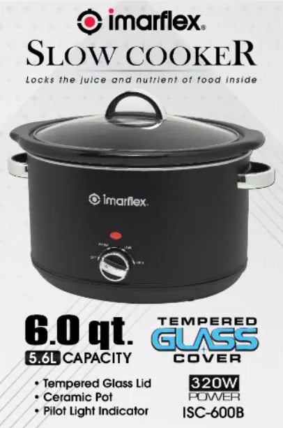 Imarflex ISC-600B Slow Cooker 6.0Qt/5.6 Liters | Lazada PH