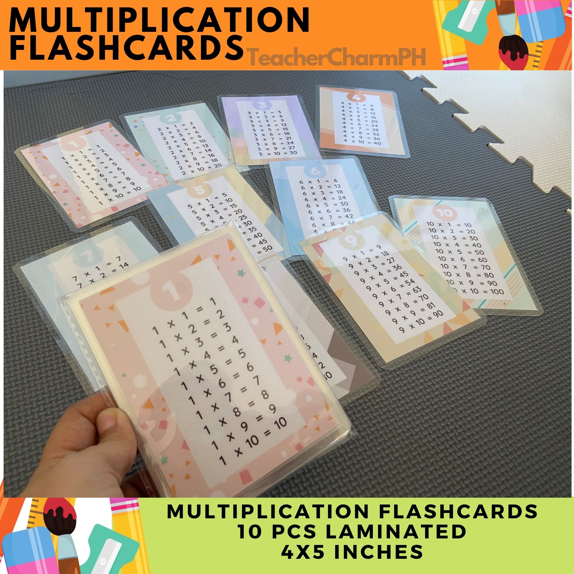 MULTIPLICATION TABLE FLASHCARD Educational Laminated Flashcard | Lazada PH