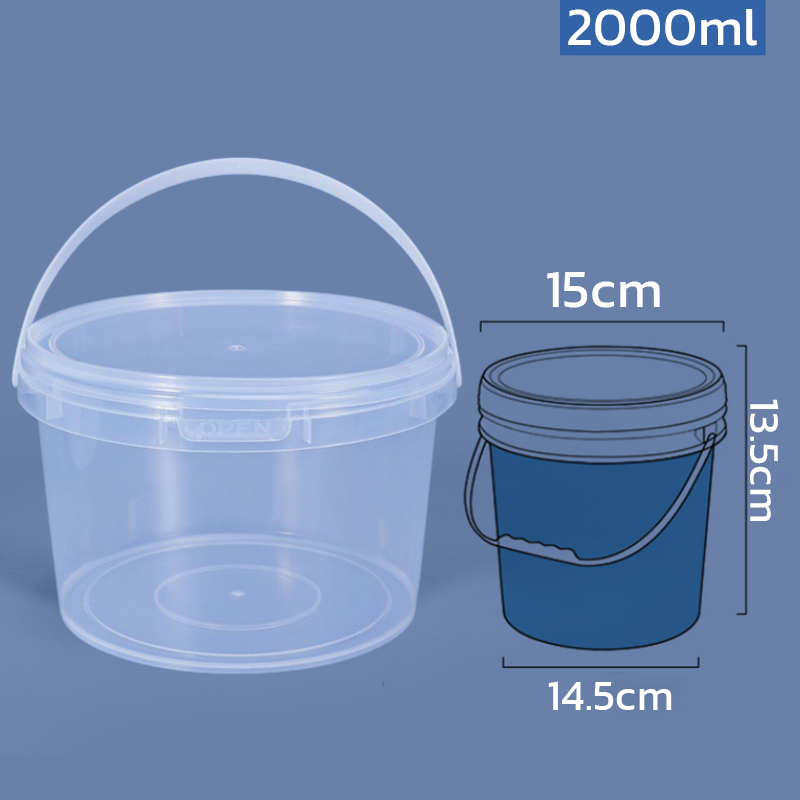 Milk Tea Bucket with Lid Clear Plastic Food Container Pail Juice ...