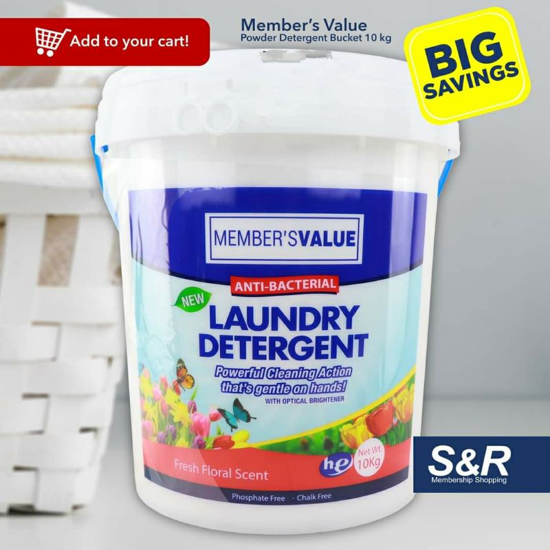 S&R Member's Value Powder Detergent Bucket 10kg | Lazada PH