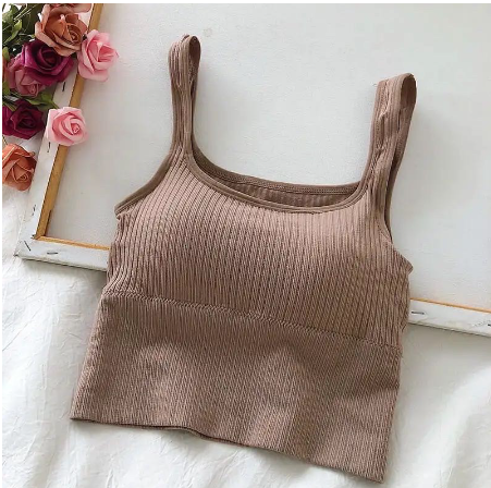 Korean Style Rib Knit Sando Crop Top Smocked Back Padded N2# | Lazada PH