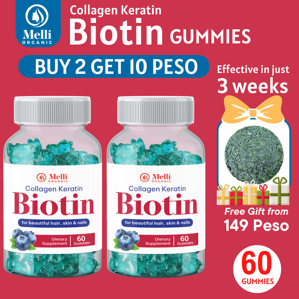 Collagen Keratin Biotin Gummies Melli Organic for Hair Skin & Nails ...