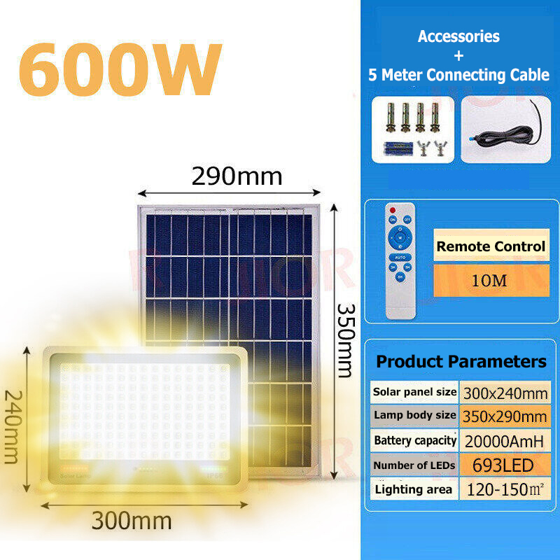 Slamp Solar Light Outdoor Waterproof 1000W Heavy Duty Flood Lights Warm ...