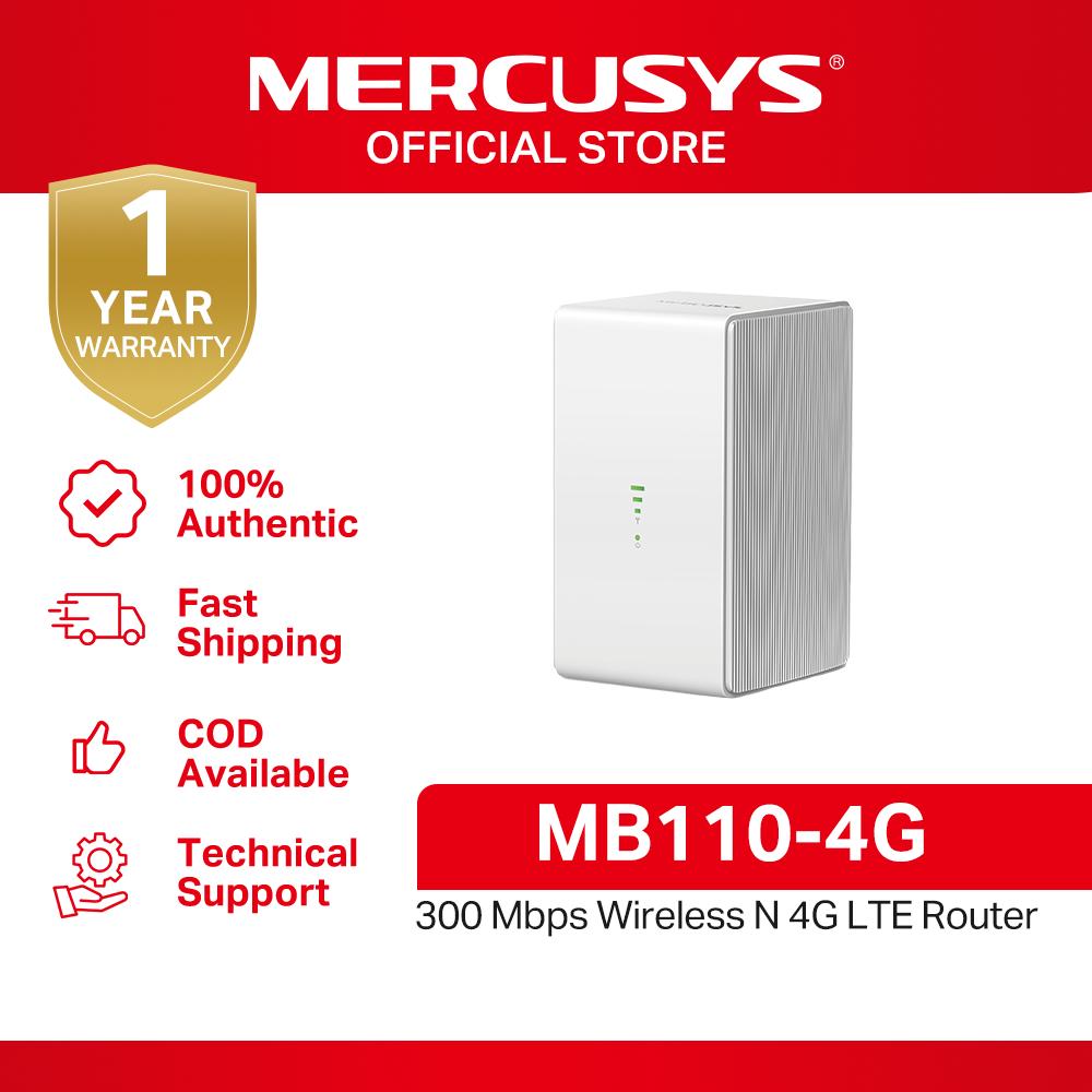 Mercusys MB110-4G Wireless N 4G LTE White Wi-Fi Router with 10/100 Mbps ...