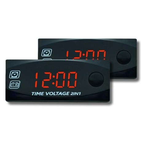 Ceyes Motorycycle DC 6V-30V 3 In 1 Digital Time Clock Voltage voltmeter ...