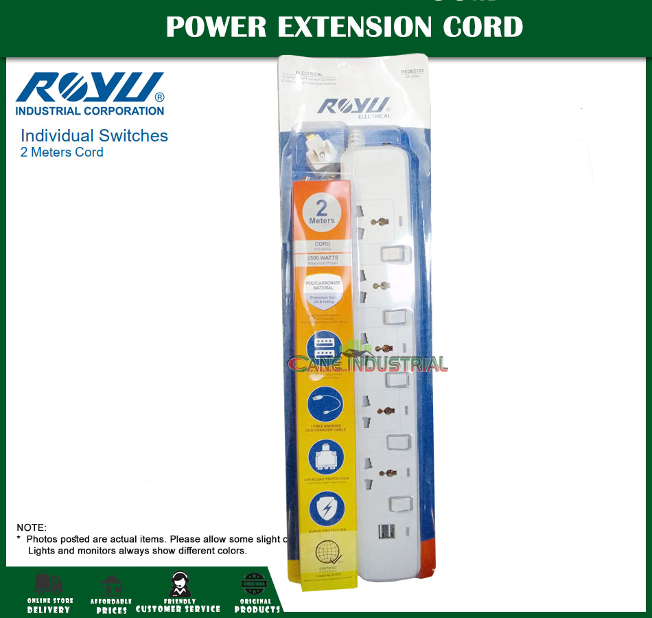 Royu ROYU 5 Gang Power Extension Cord with Individual Switches ...