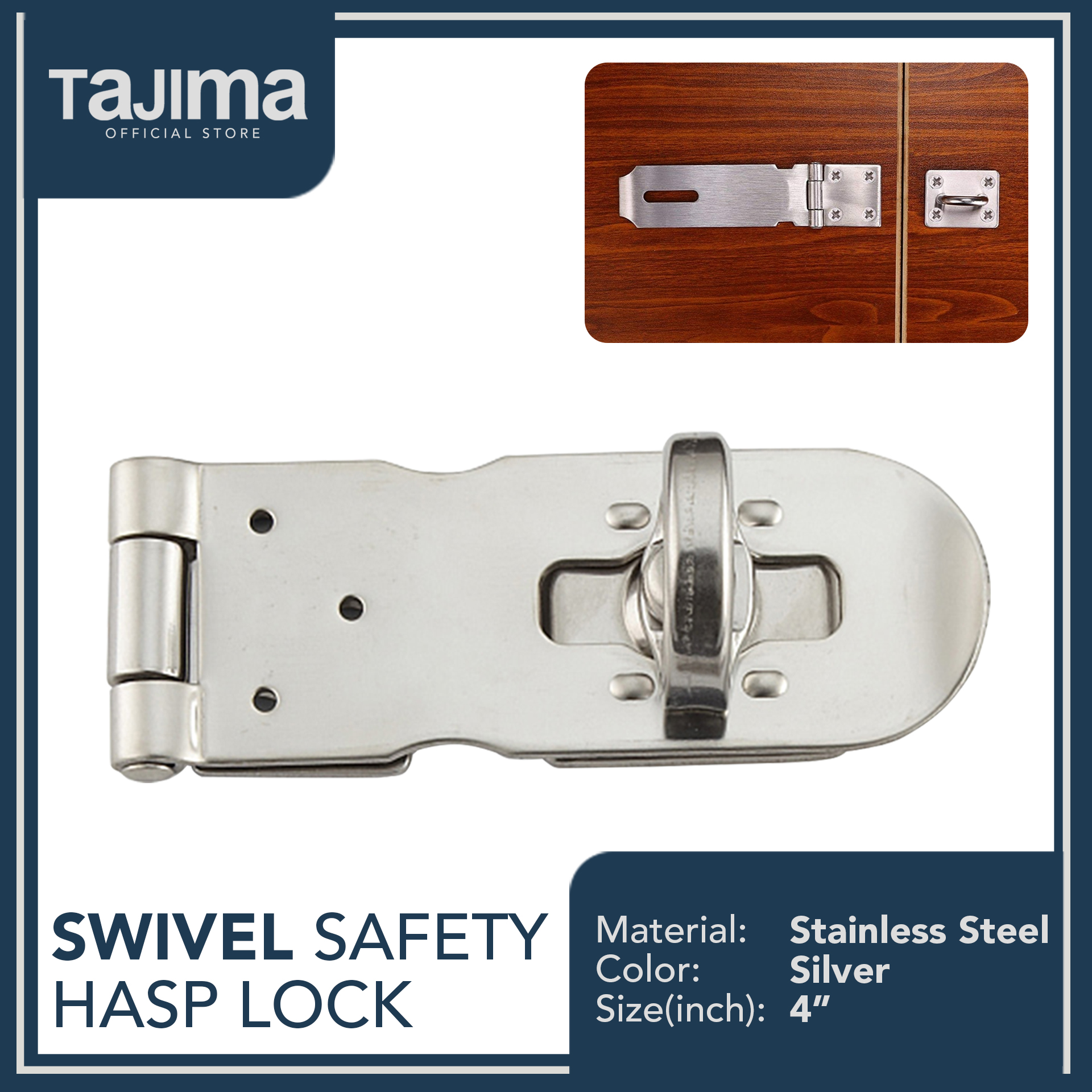 Stainless Steel 304 Safety Hasp with Lock Button | Lazada PH