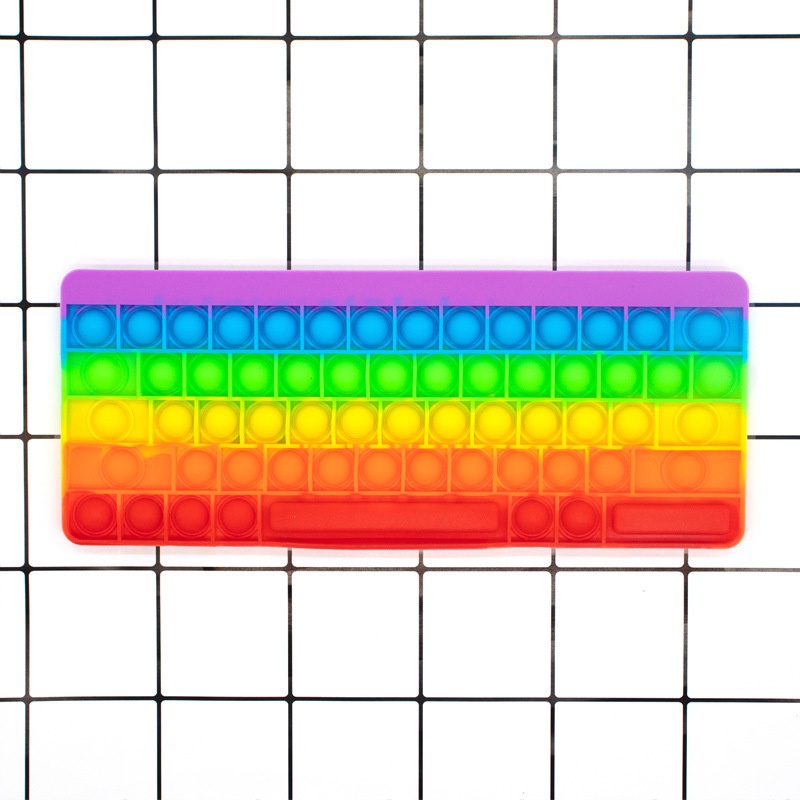 Pop Fidget Toy Silicone Rainbow Keyboard with Letters and Numbers Big ...