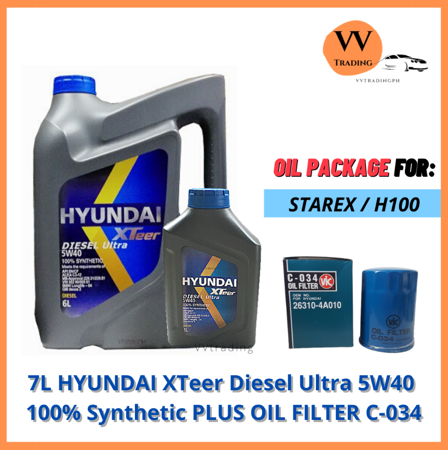 [OIL PACKAGE] 7L Hyundai XTeer Diesel ULTRA 5W40 100% Synthetic PLUS ...
