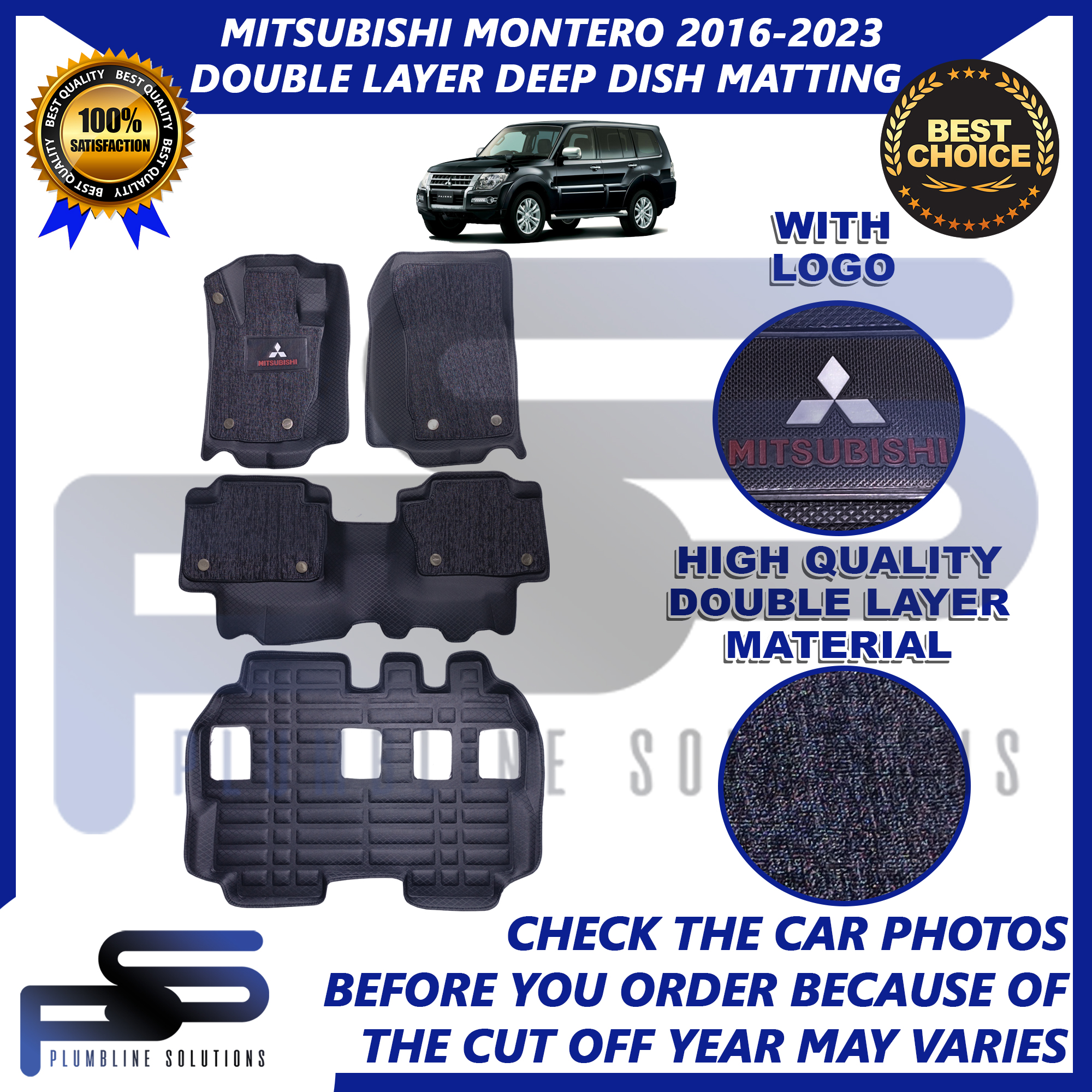 7D Double Layer Deep Dish Matting for Mitsubishi Montero 2016 - 2023 ...
