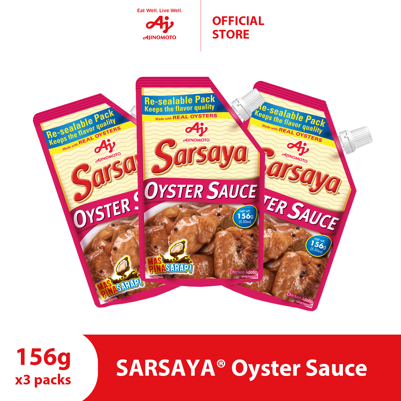 SARSAYA® Oyster Sauce 156g pack of 3 for Chicken, Pancit, and Adobo ...