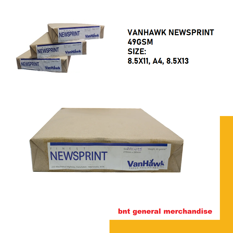 VanHawk Newsprint Paper Short A4 Long 49gsm 500Sheets | Lazada PH