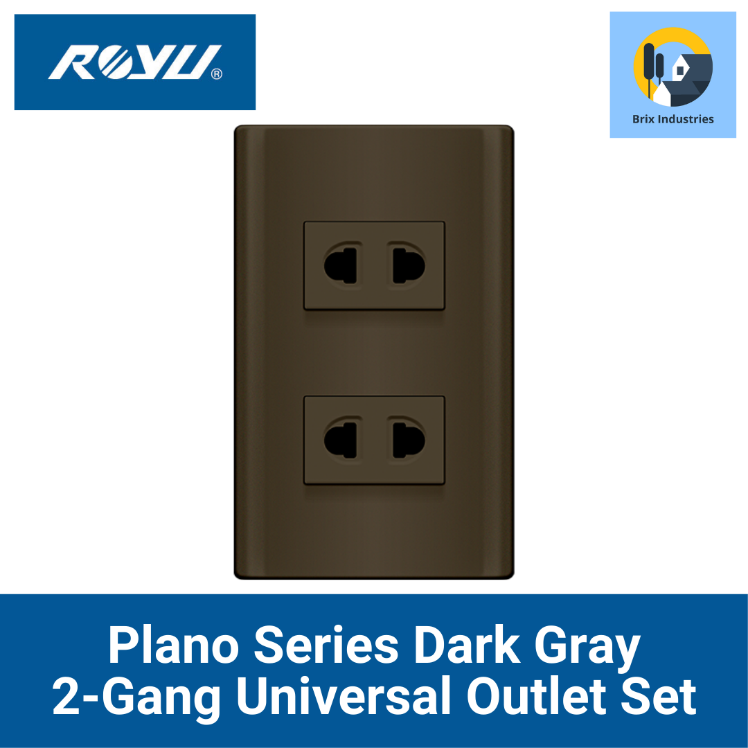 Royu Dark Gray Plano Series Universal Outlet Set 2 or 3 Gang MDS113/DG ...