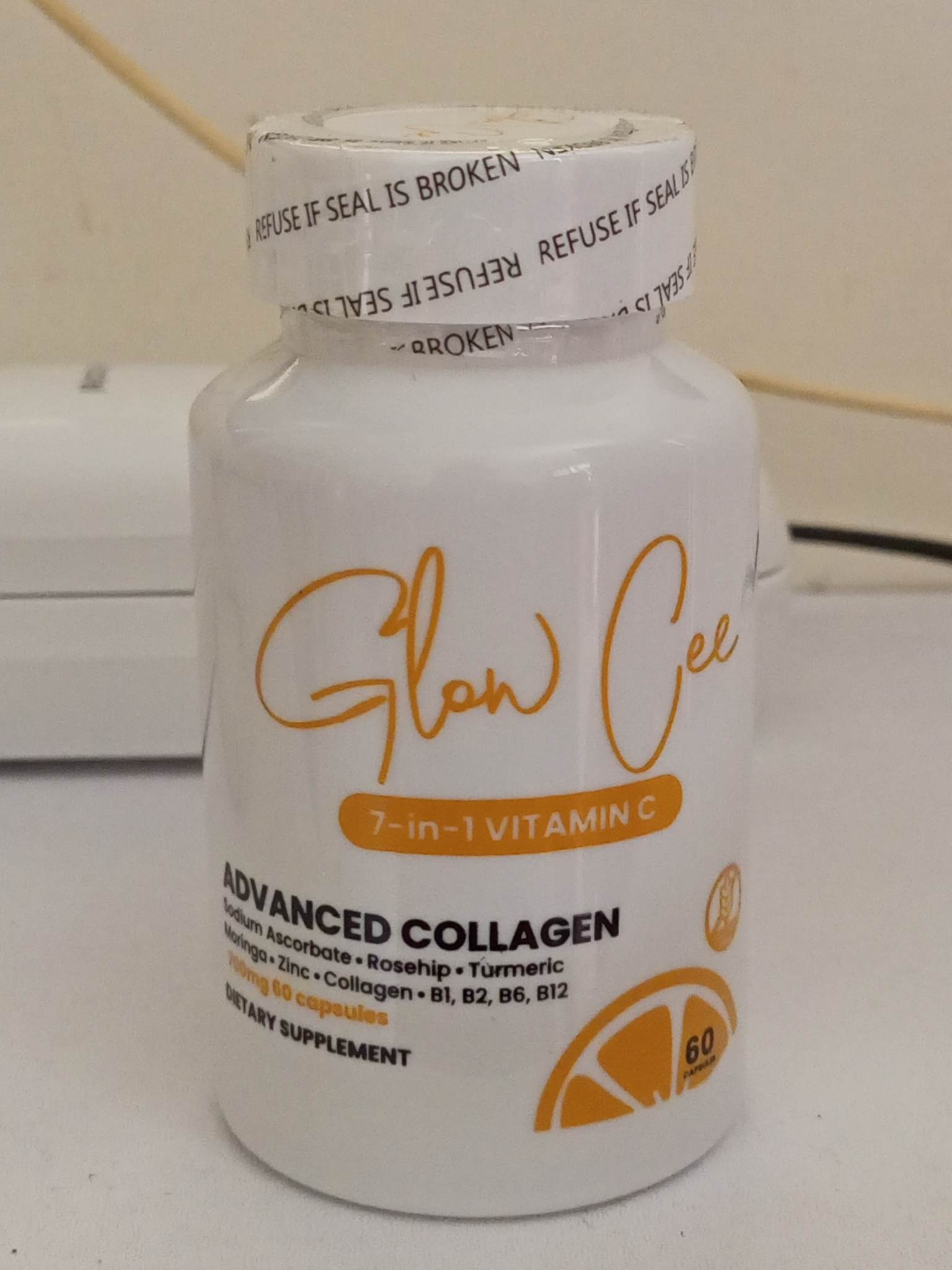 Glow Cee Vit C Sodium Ascorbate Collagen Rosehip Turmeric Moringa B1 B2 ...