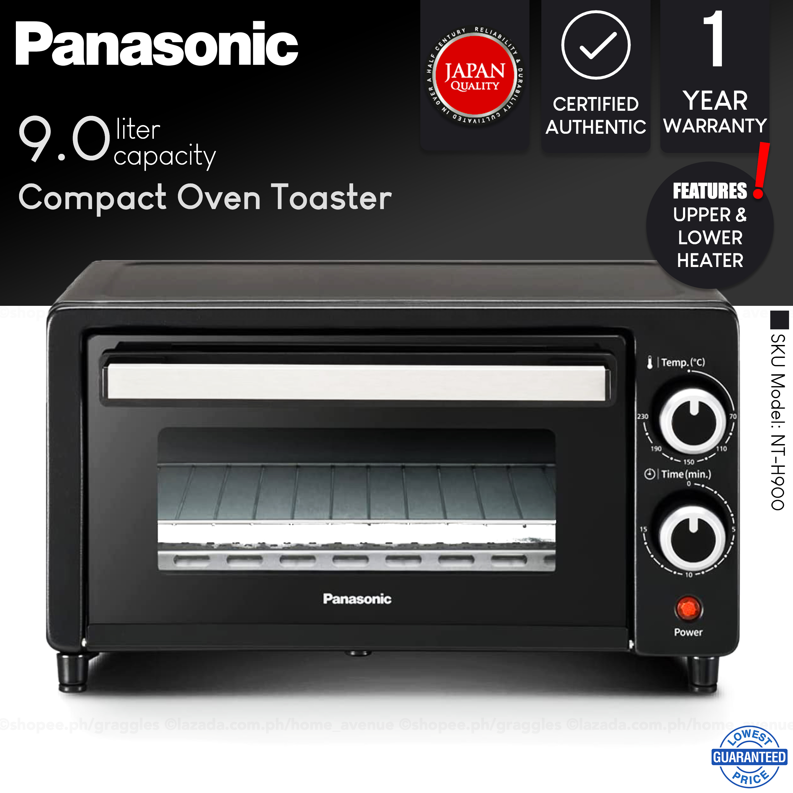 Panasonic 9L Compact Double Heater Oven Toaster NT-H900 | Lazada PH