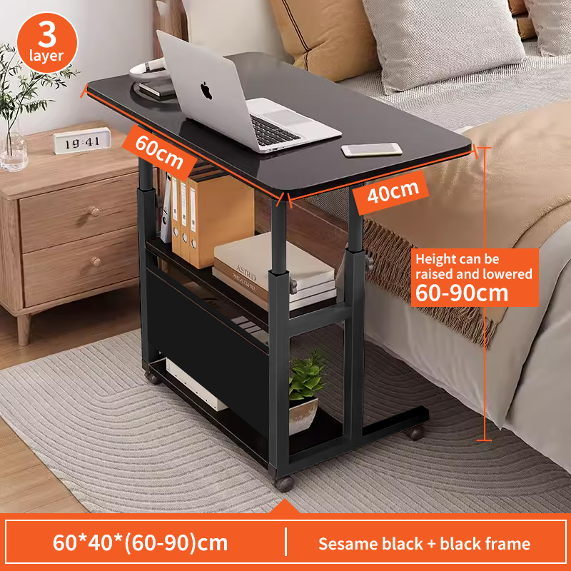 Laptop Desk Mobile Side Table Cart Adjustable Bedside Table With Wheels ...